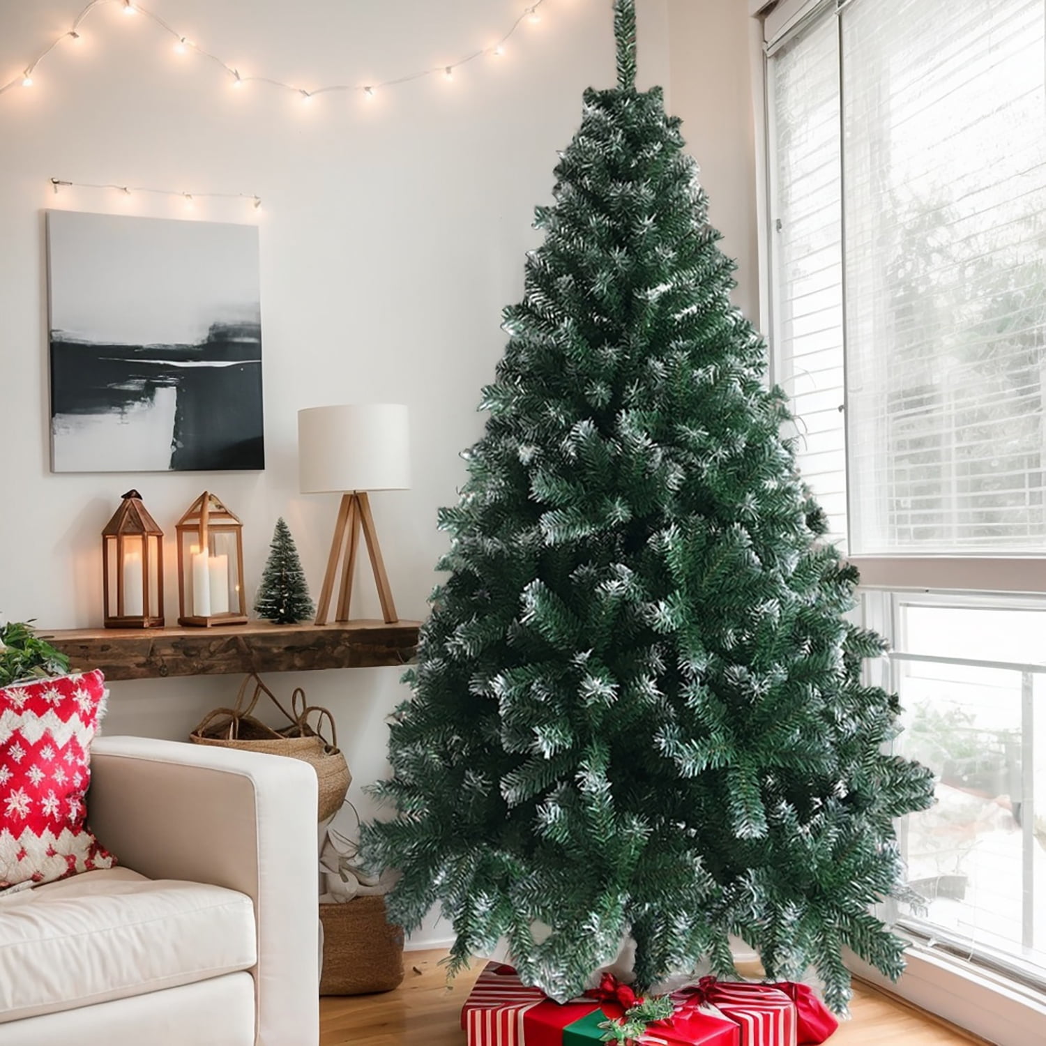 Resenkos 6FT Iron Leg White PVC 650 Branches Christmas Tree, Green ...