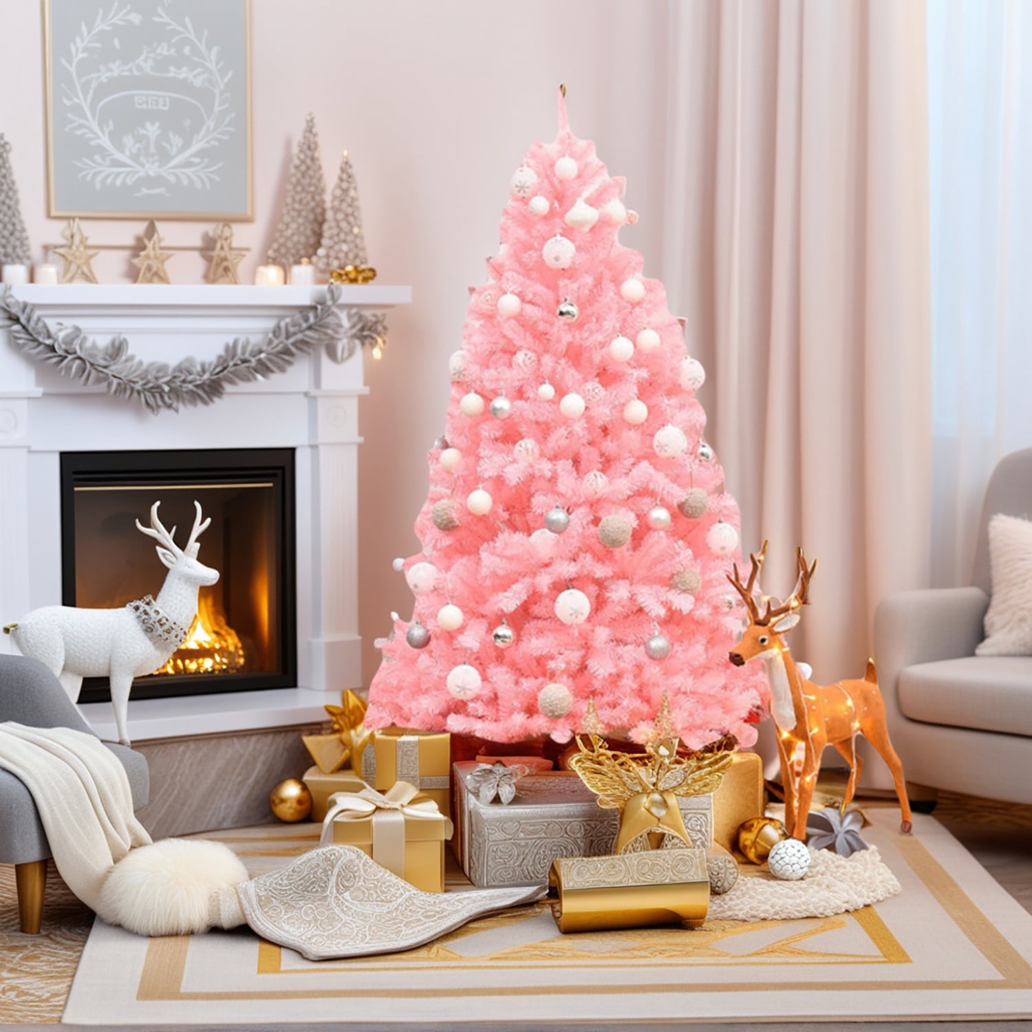 Resenkos 6ft Pink Christmas Tree - 1036 Flourishing Branch Tips for ...