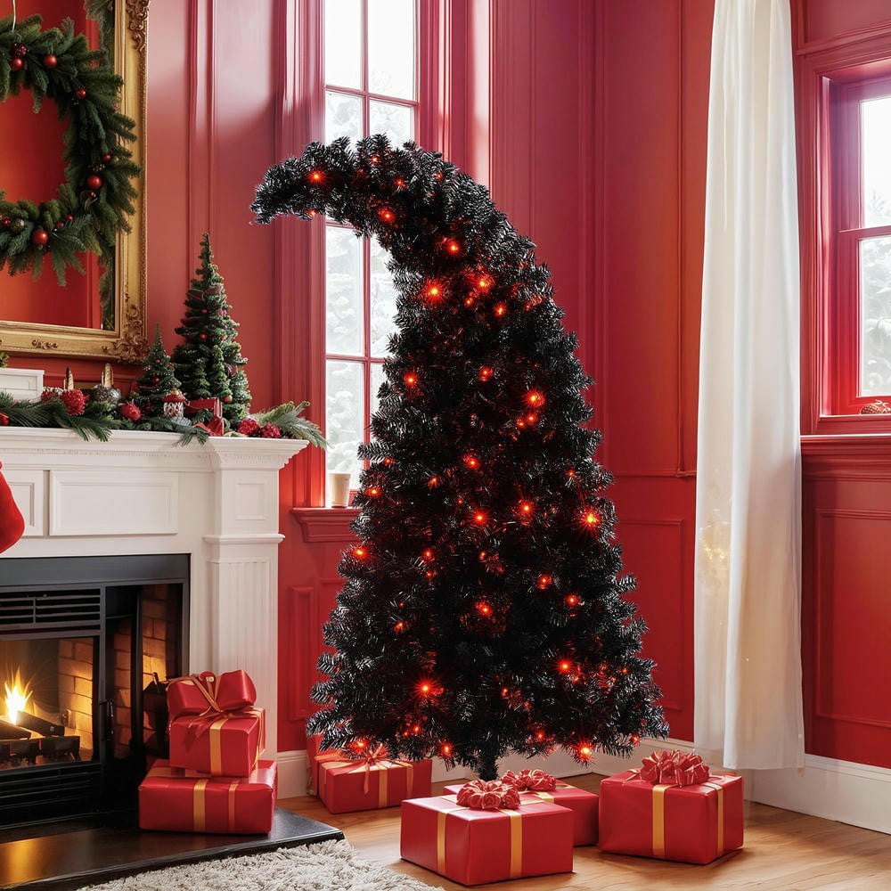 Resenkos 6ft Pre-Lit Artificial Christmas Tree with 900 Tips, Curved ...