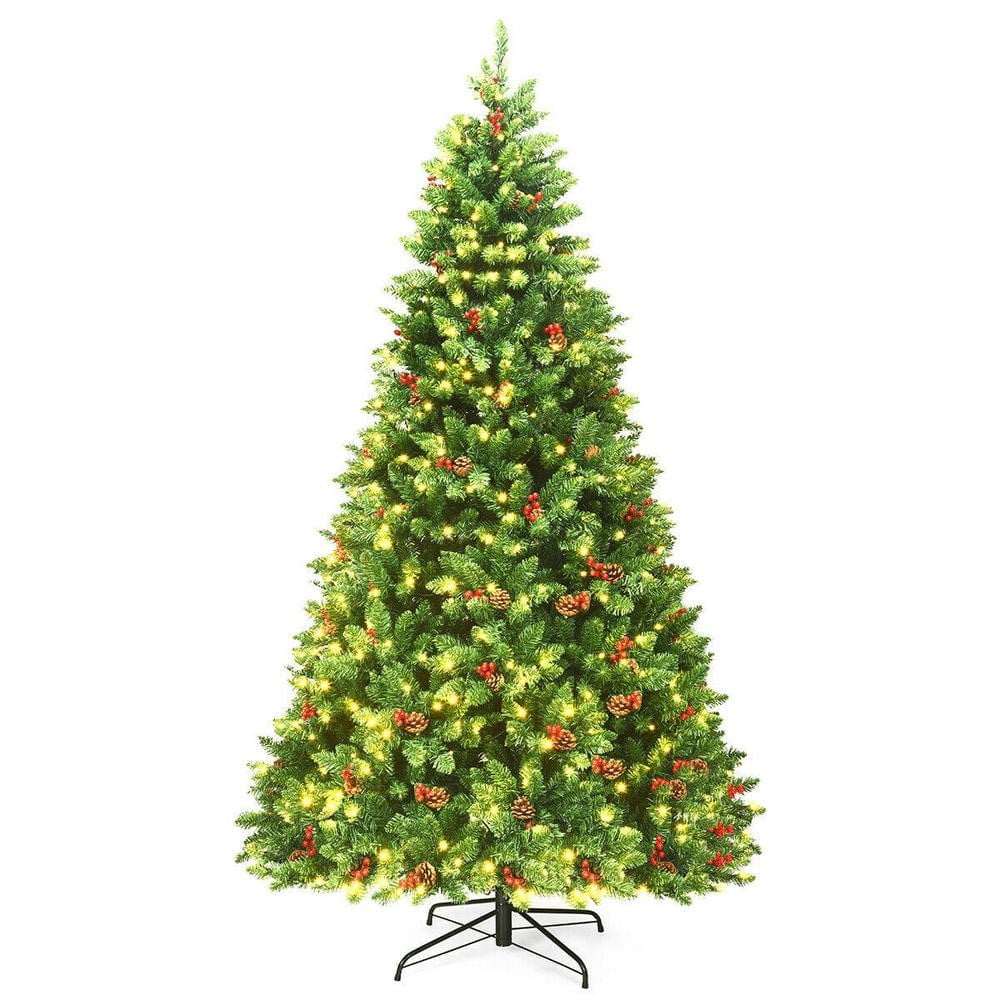 Resenkos 7.5-Ft Pre-Lit Hinged Christmas Tree with 550 LEDs and Stand ...