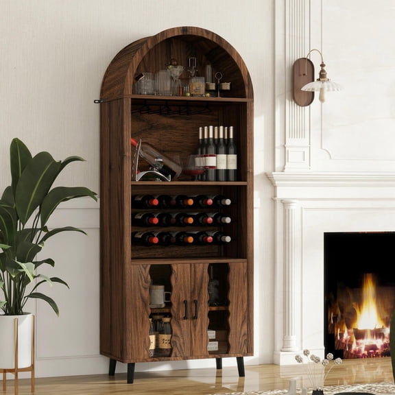 Modway, Arched Bar Cabinet, in Dark Walnut, Modern Farmhouse Style ...