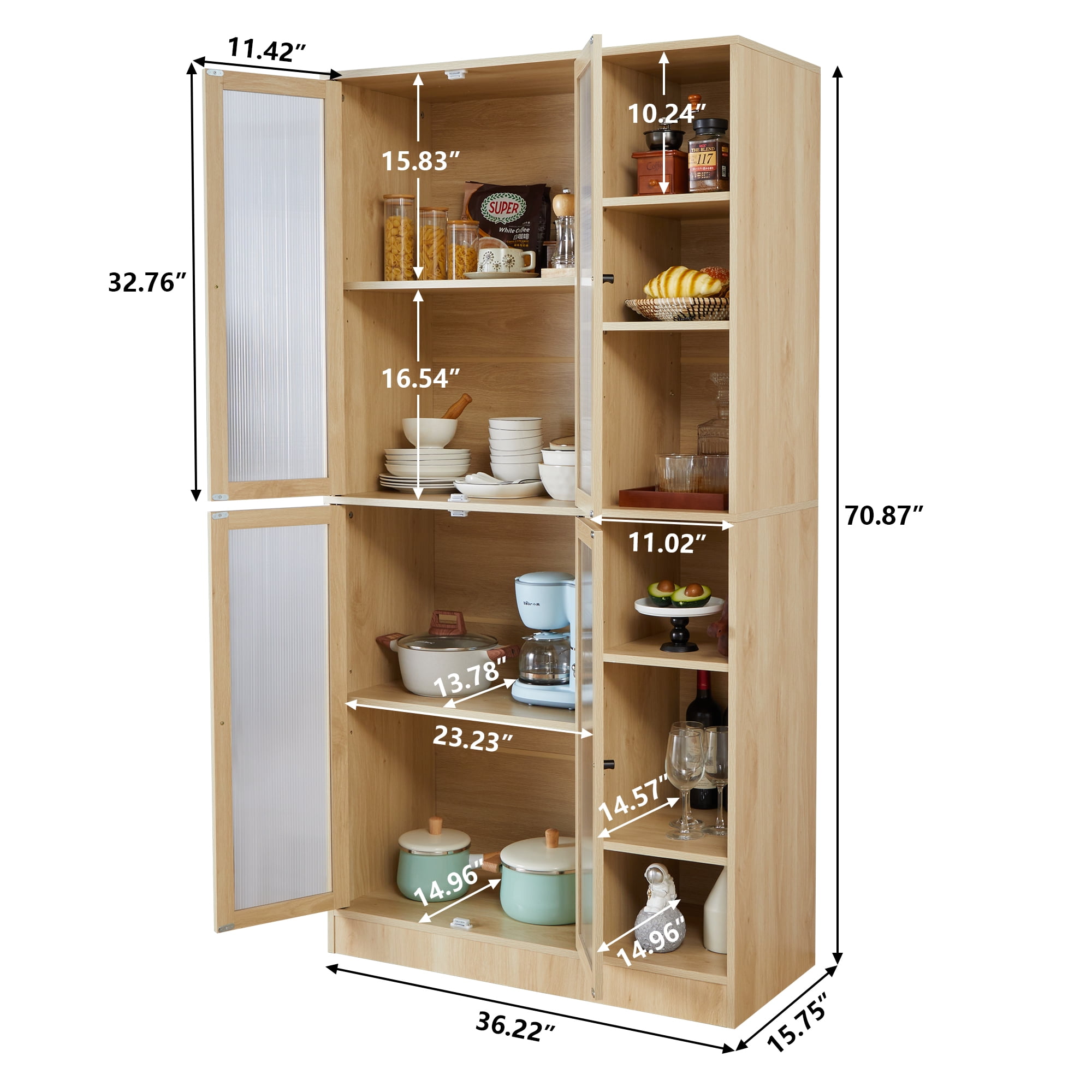 Resenkos 71" Tall Freestanding Utility Kitchen Pantry Storage Cabinet ...