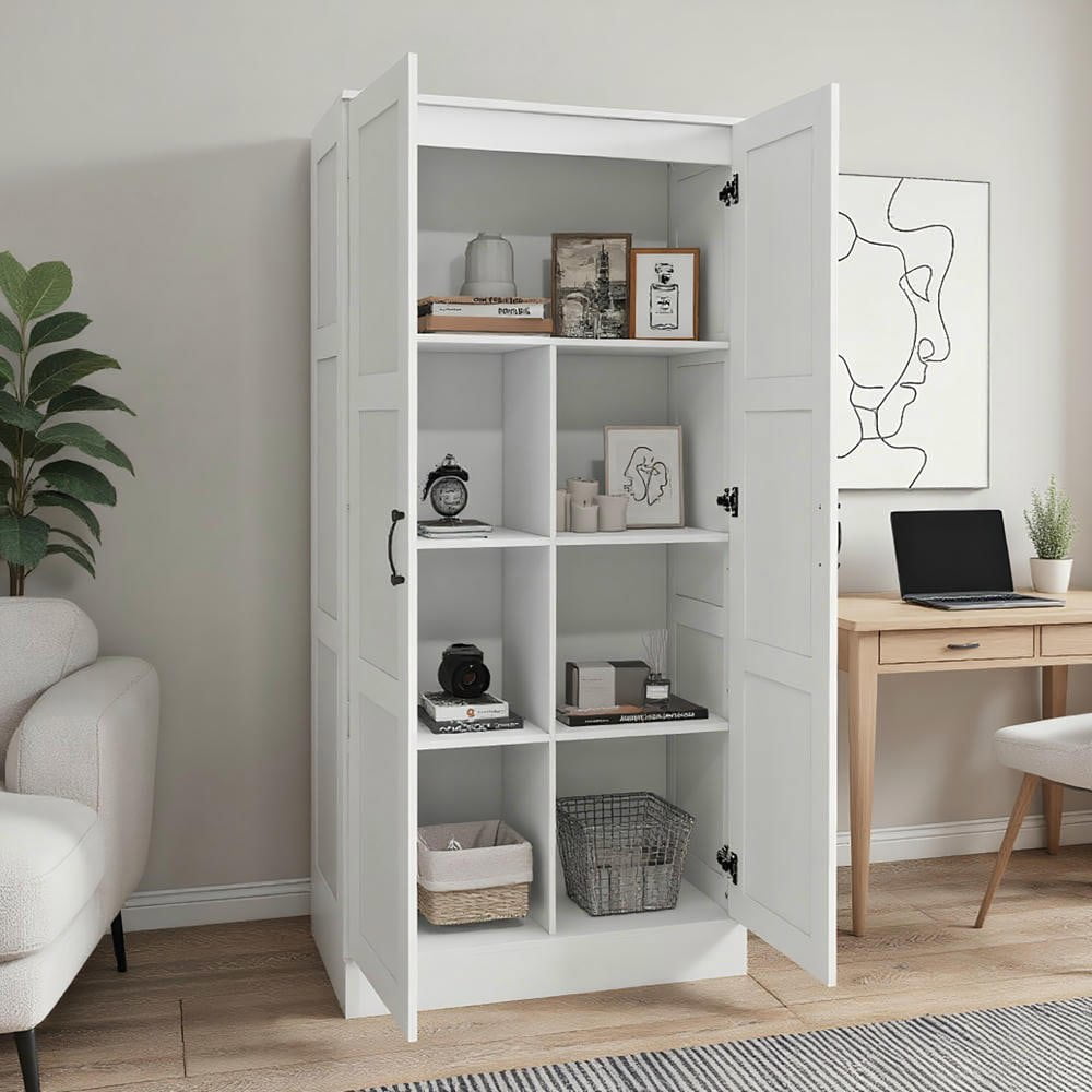 Resenkos 71" Tall Modern Storage Cabinet Pantry with Movable Shelves ...