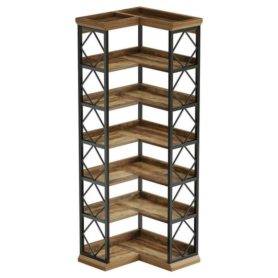 Resenkos 72-Inch Tall L-Shaped Corner Bookshelf, 6-Tier Large Shelf ...