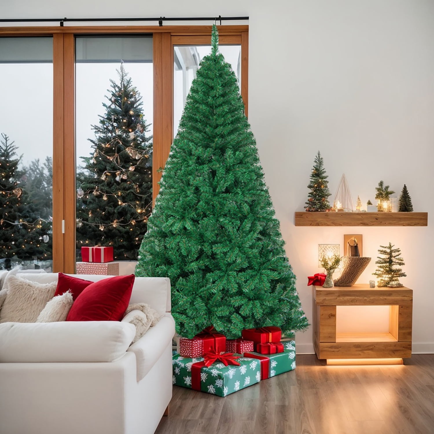 Resenkos 7ft Full Pre-Lit Green Christmas Tree 500 LED Lights Easy ...