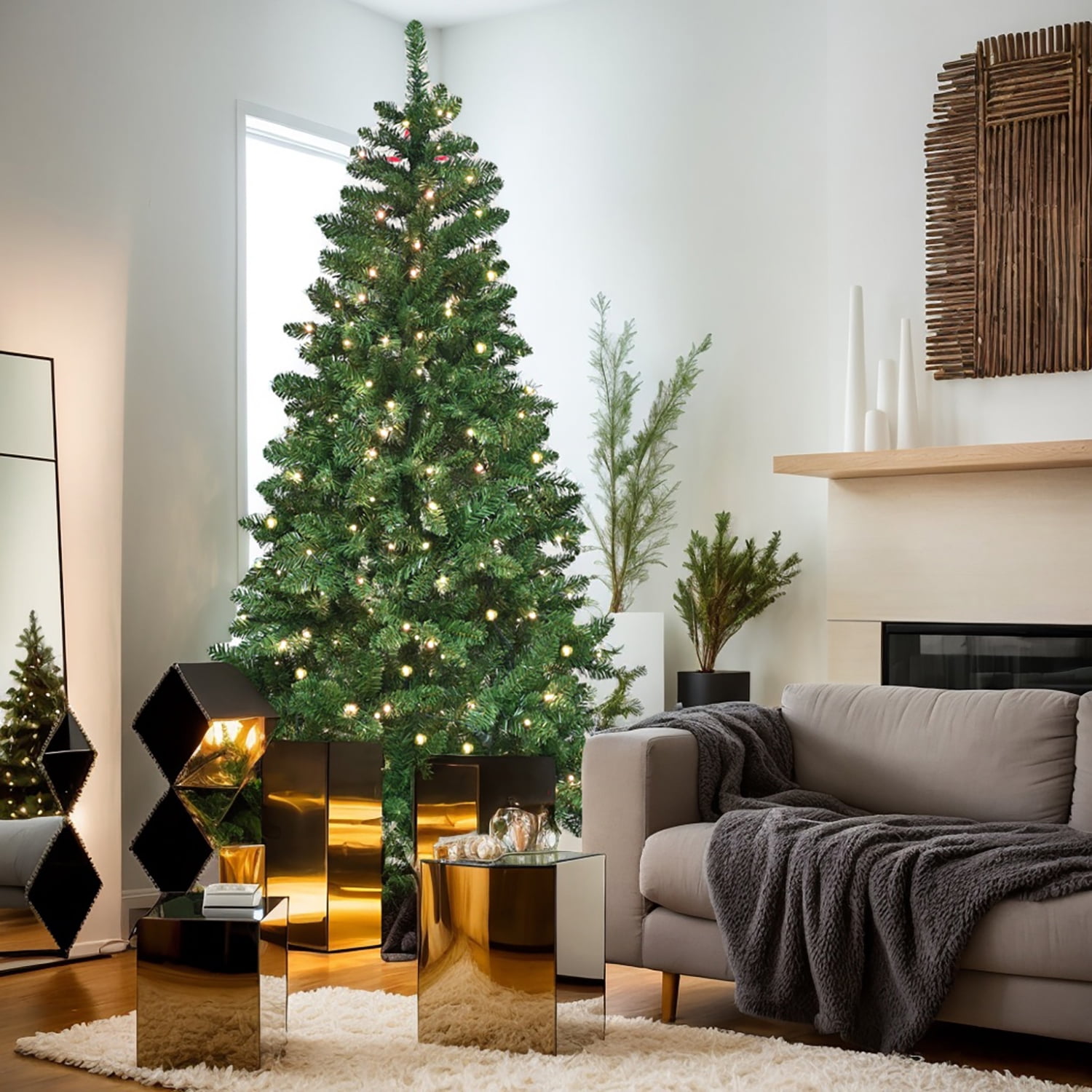 Resenkos 7ft RGB Lit Christmas Tree with Multi-Color LEDs & Foldable ...