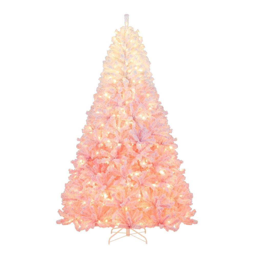 Resenkos 8-Ft Artificial Christmas Tree with Warm White LEDs and 8 ...