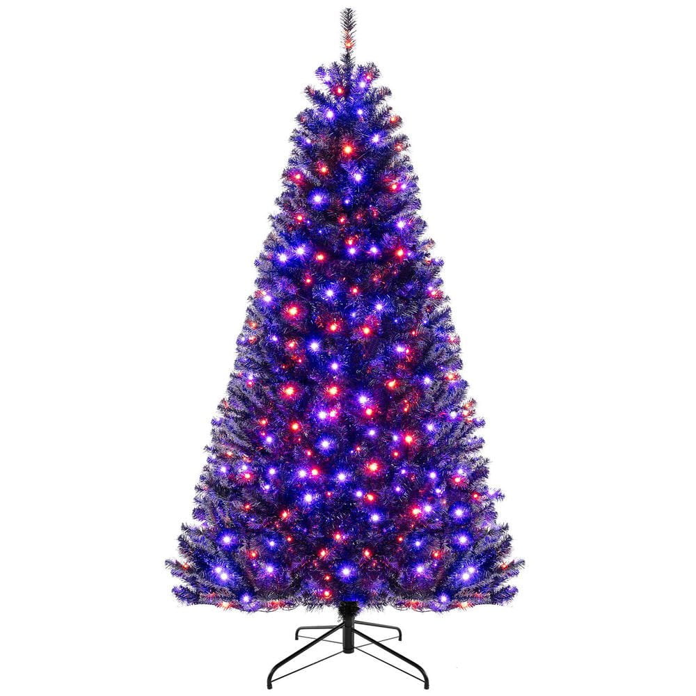 Resenkos 8-Ft Black Artificial Halloween Christmas Tree with Spooky ...