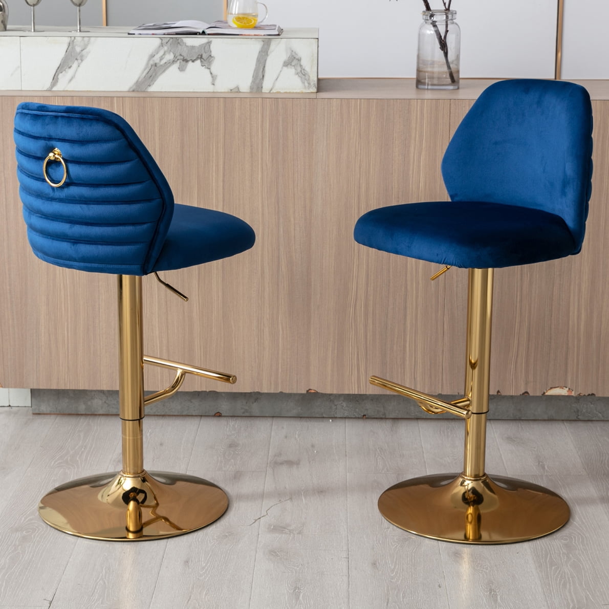 Resenkos Adjustable Swivel Bar Stools Adjustable Counter Height Bar ...