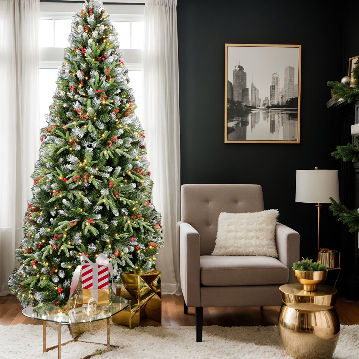 Resenkos Artificial 6ft Green LED-lit Christmas Tree with 1593PE/PVC ...