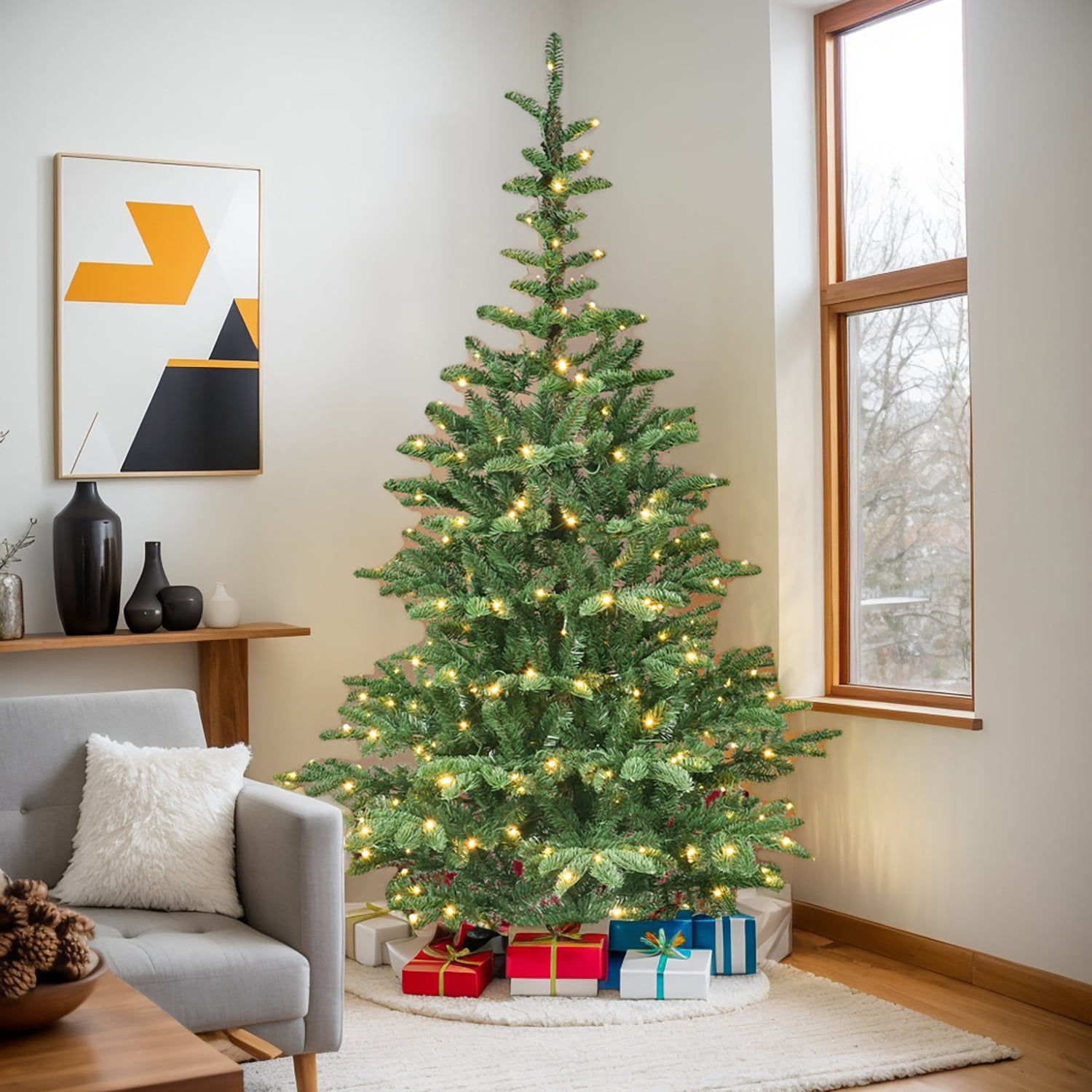 Resenkos Artificial 6ft Green LED-lit Christmas Tree with 611PE/PVC ...
