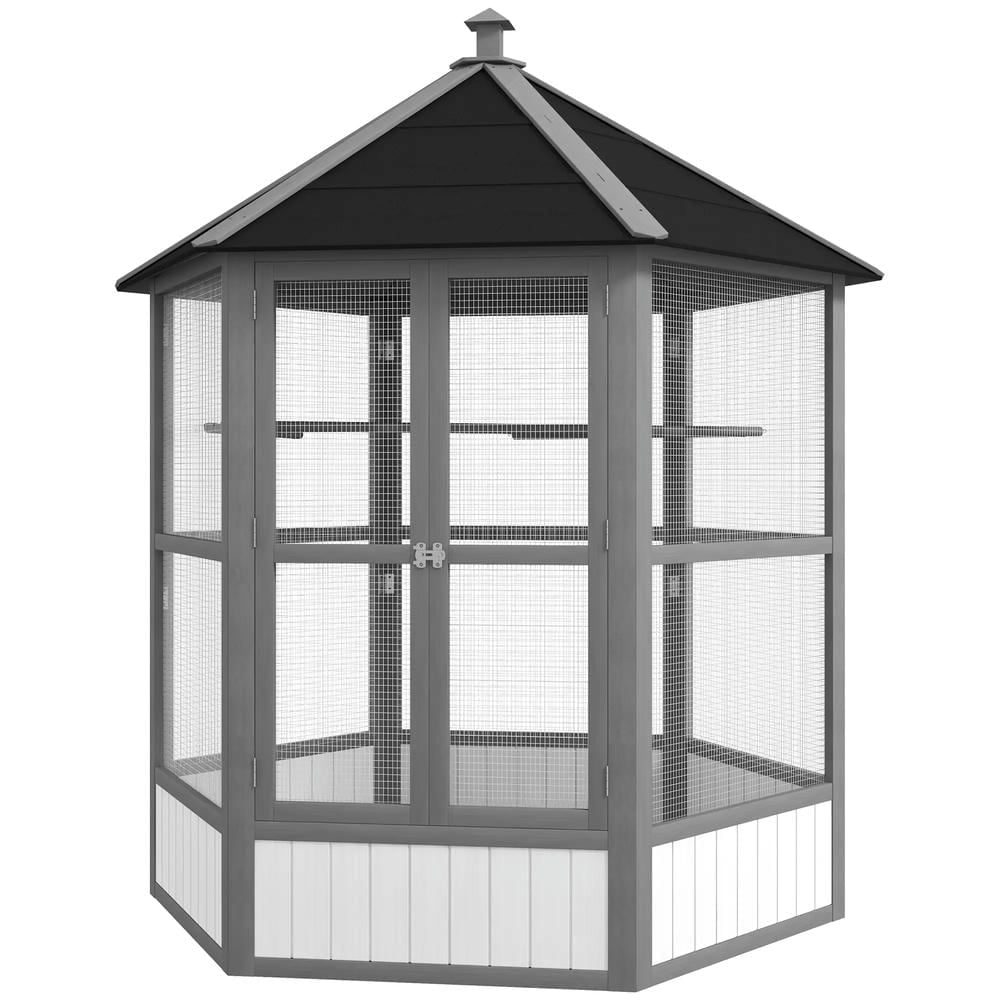 Resenkos Bird Cage, Bird Cages Habitat,69" Wooden Hexagonal Outdoor ...