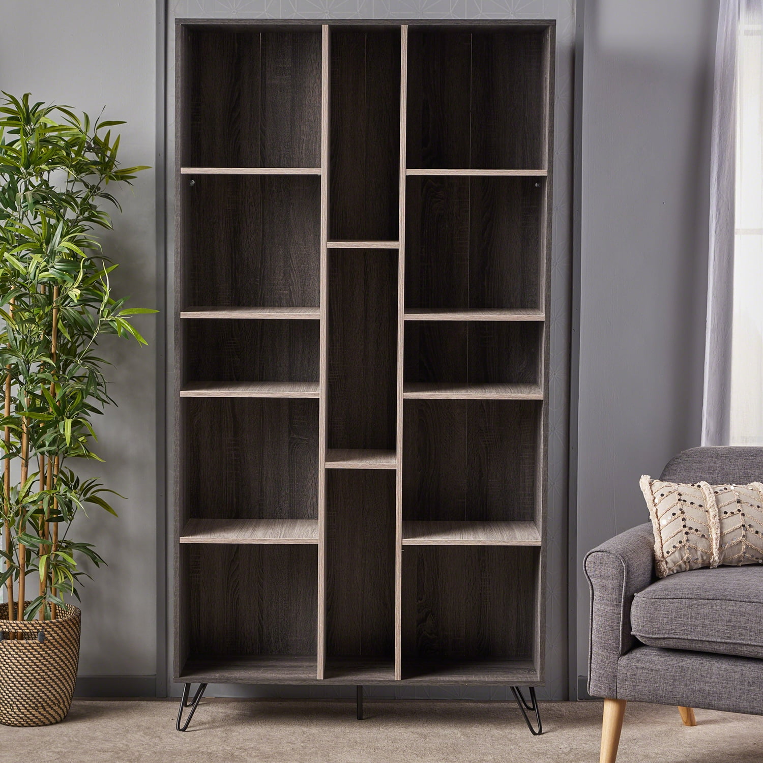 Resenkos Bookcase, Storage Display Open Bookshelf,4-Tier Leaning Free ...