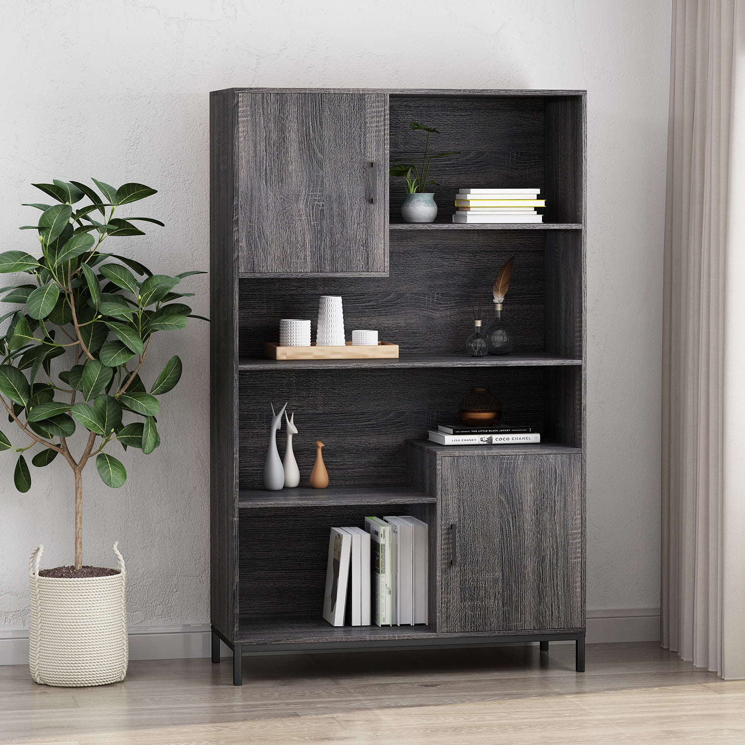 Resenkos Bookcase, Storage Display Open Bookshelf,4-Tier Leaning Free ...