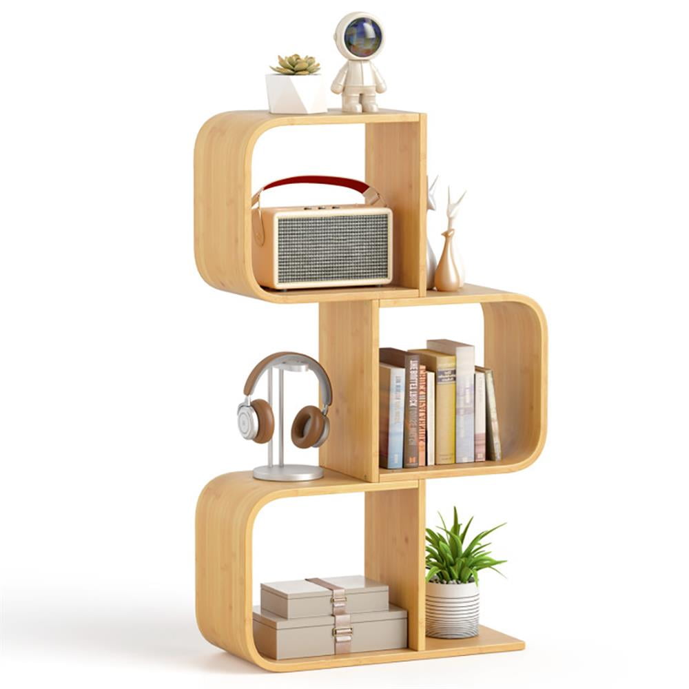 Resenkos Bookshelf, Storage Shelf, Bookcase,3-Tier S-Shaped Bookcase ...