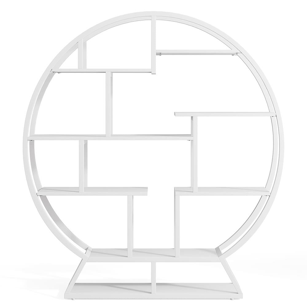 Resenkos Bookshelf, Storage Shelf, Bookcase,Round Bookshelf, 63 Inch ...