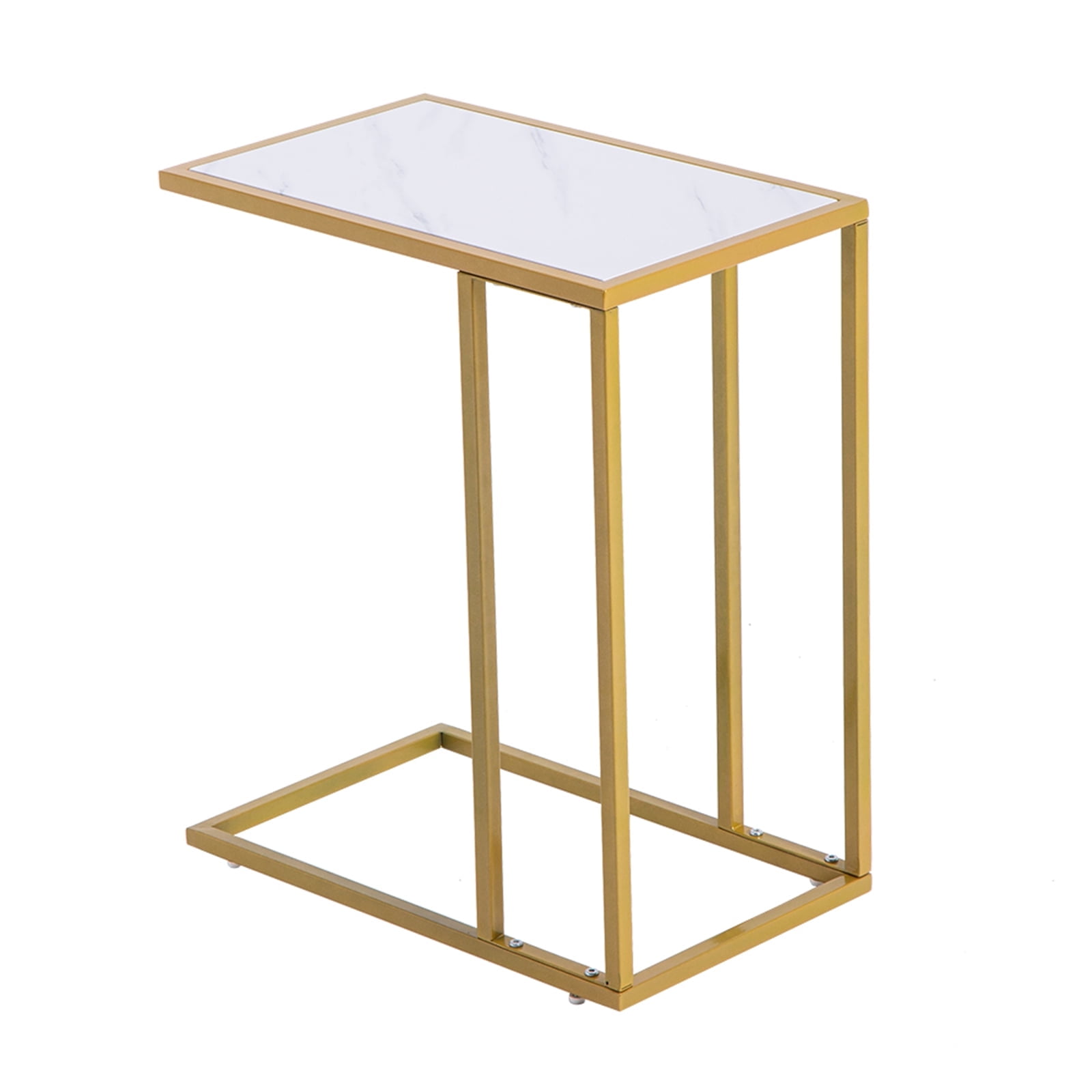 Resenkos C-Shaped End Snack Side Table Slide Under Couch with Marble ...