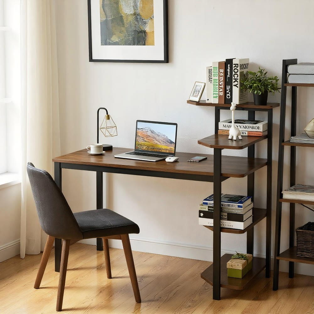 Resenkos Computer Desk Writing Study Table with Storage Shelves Home ...