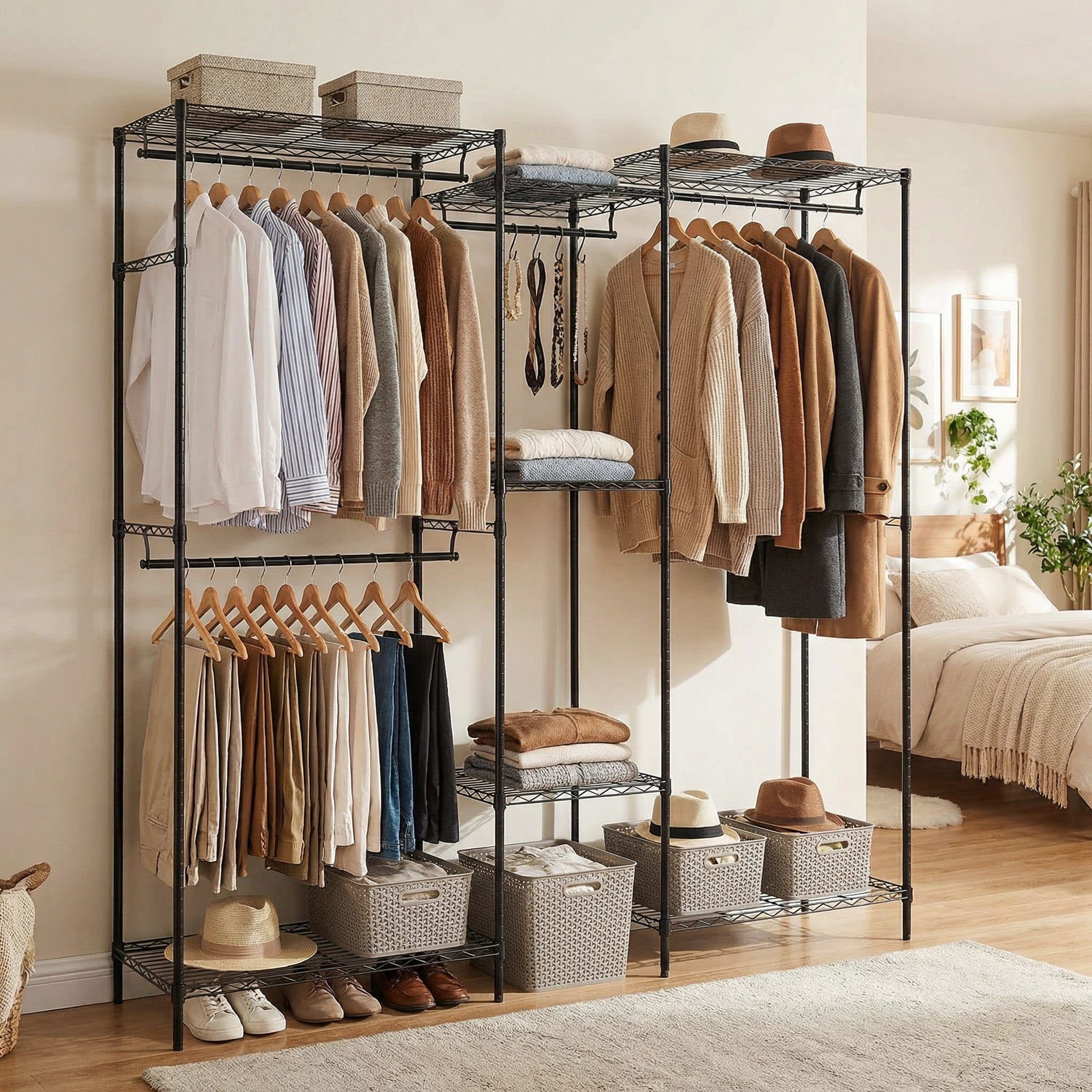 Resenkos Convertible Clothes Organizer, L-Shape Horizontal Installation ...