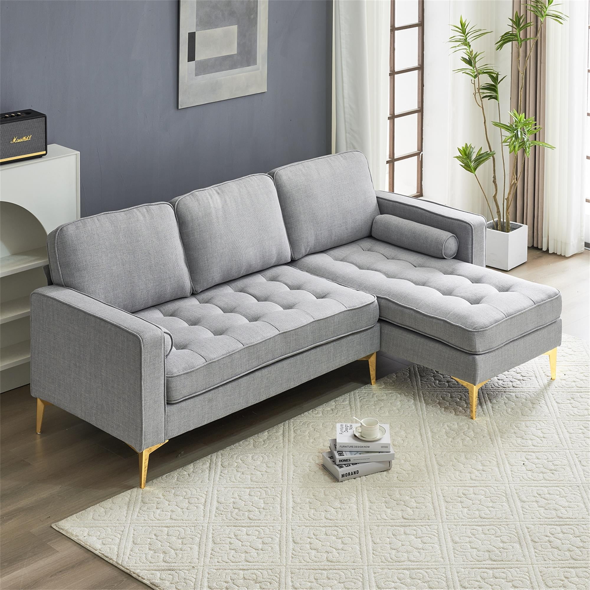 Resenkos Convertible Sectional Futon Sofa, L Shaped Couch with ...