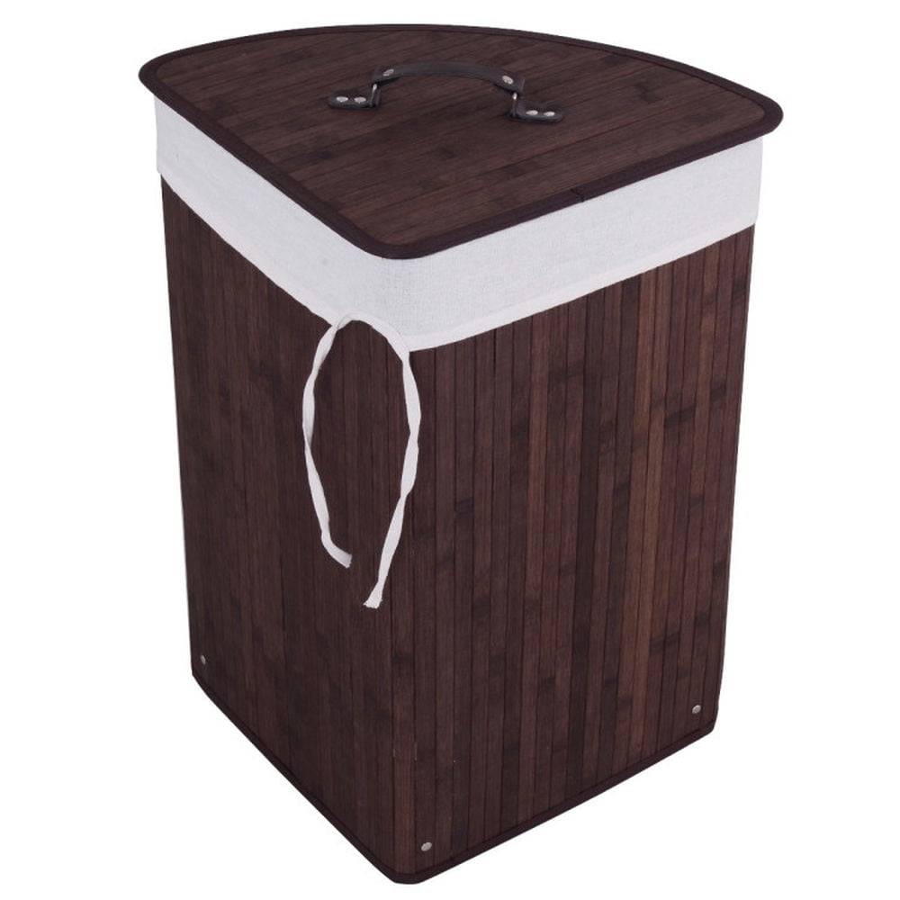 Resenkos Corner Bamboo Hamper Laundry Basket-Brown, Laundry Hampers for ...