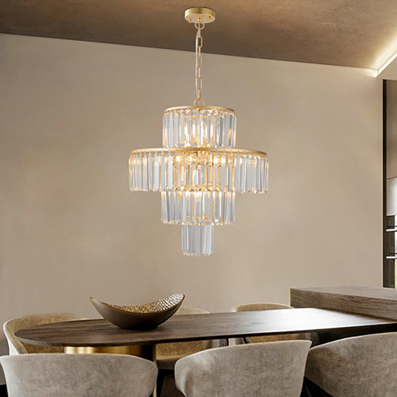 Resenkos Crystal Chandelier Gold Chandeliers, Flush Mount Ceiling Light ...