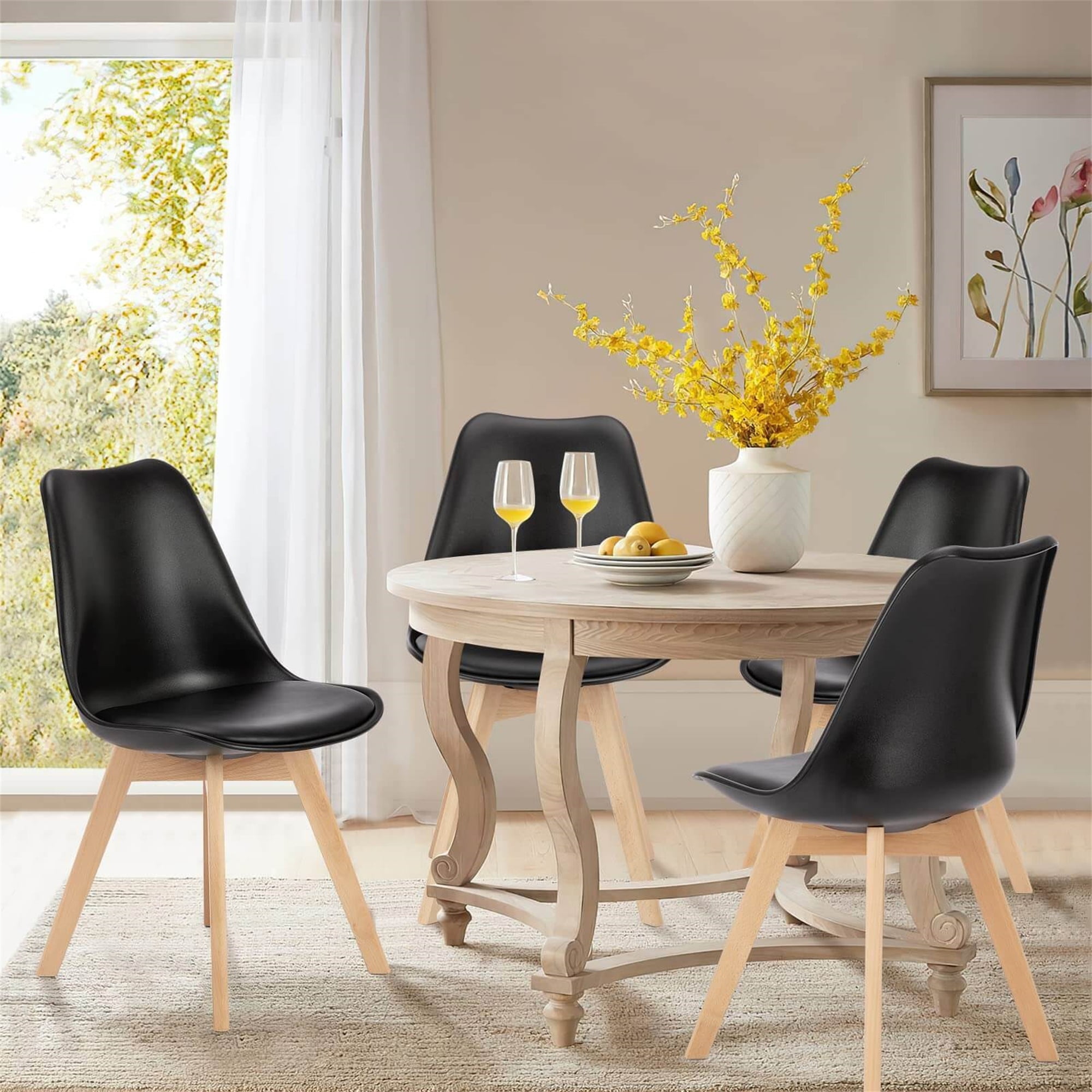 Resenkos Dining Chair Set of 4, Mid-Century Modern Style with Cushions ...
