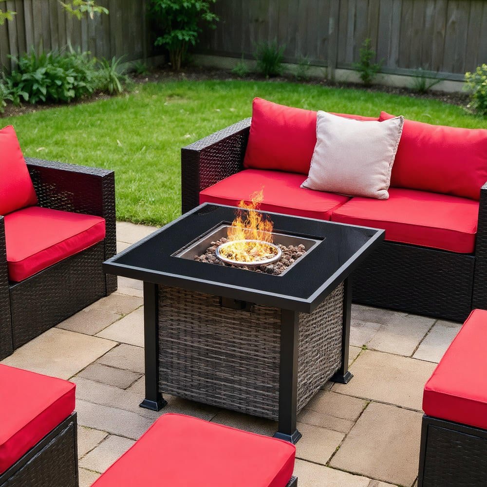 Resenkos Fire Pit Table, Fire Bowl Table,Outdoor Firepit Table,32 Inch ...