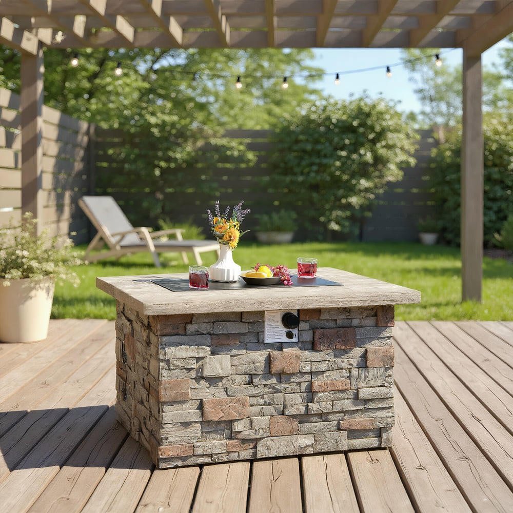 Resenkos Fire Pit Table, Fire Bowl Table,Outdoor Firepit Table,43.5 ...
