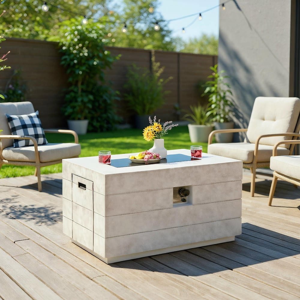 Resenkos Fire Pit Table, Fire Bowl Table,Outdoor Firepit Table,43 Inch ...