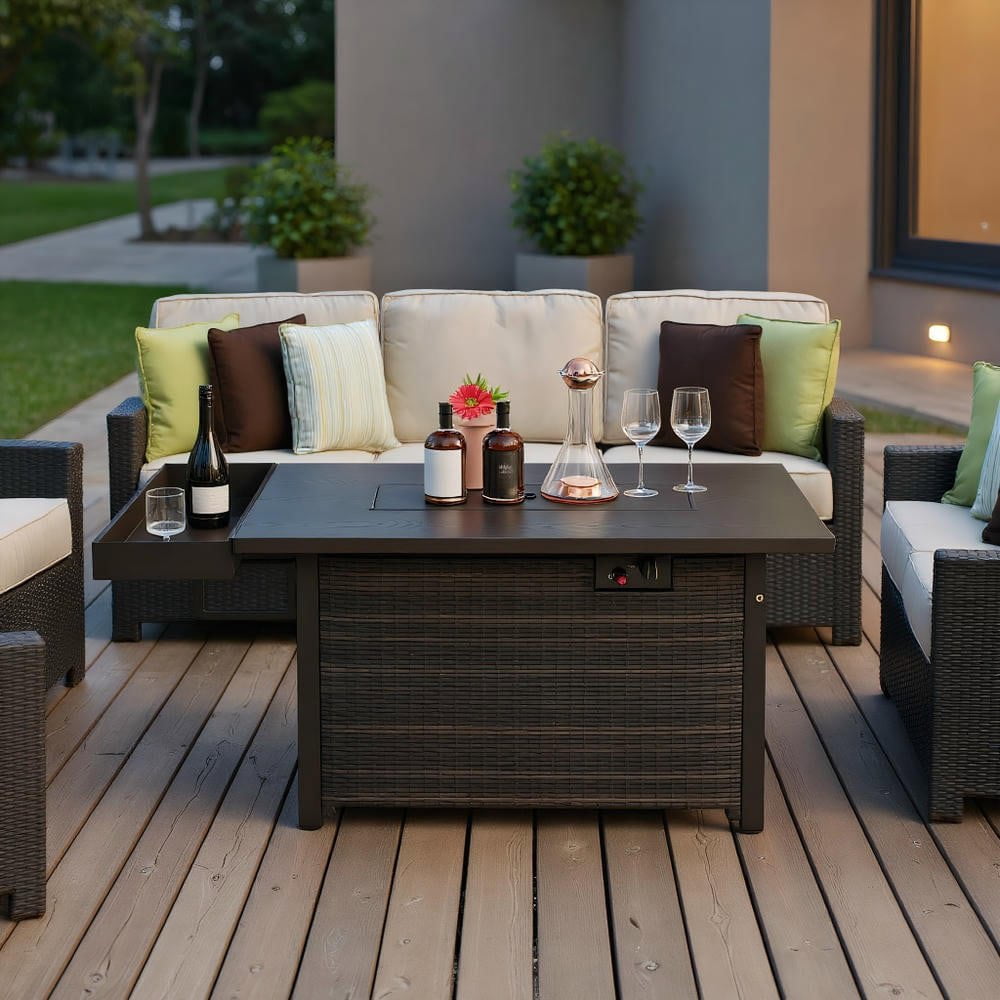 Resenkos Fire Pit Table, Fire Bowl Table,Outdoor Firepit Table,52 ...