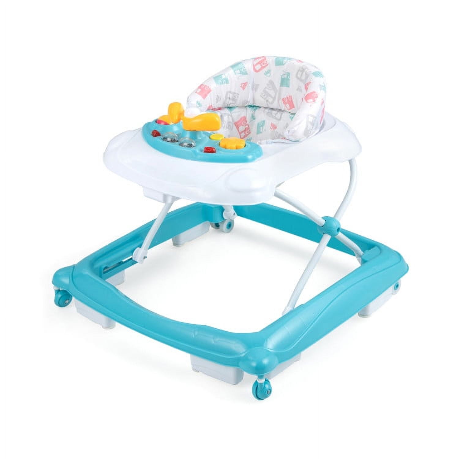 Resenkos Foldable Baby Walker with 3 Adjustable Heights and Padded Seat ...