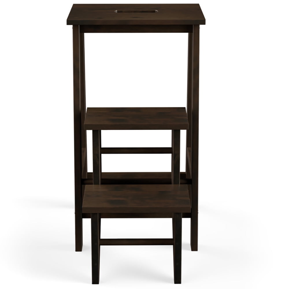 Resenkos Folding Stool, Step Ladder,3-in-1 Rubber Wood 3 Tier Folding ...