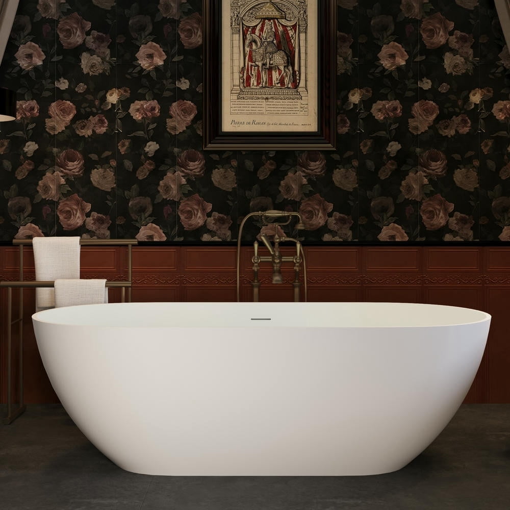 Resenkos Freestanding Soaking Bathtub, Bathtub, 63" Freestanding ...