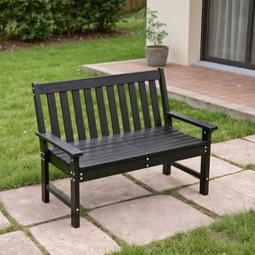 WestinTrends Ashore Outdoor HDPE 48" Modern Backless Patio Bench, Black ...