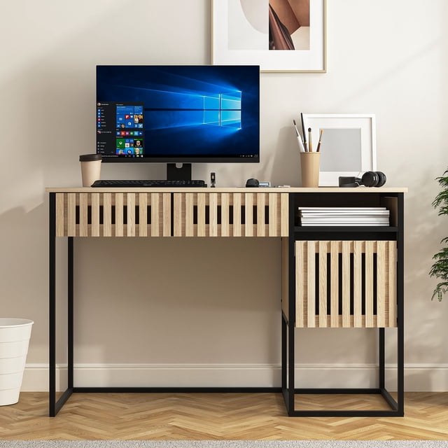 Resenkos Home Office Wood Writing Desk with Drawer, Modern PC Laptop ...