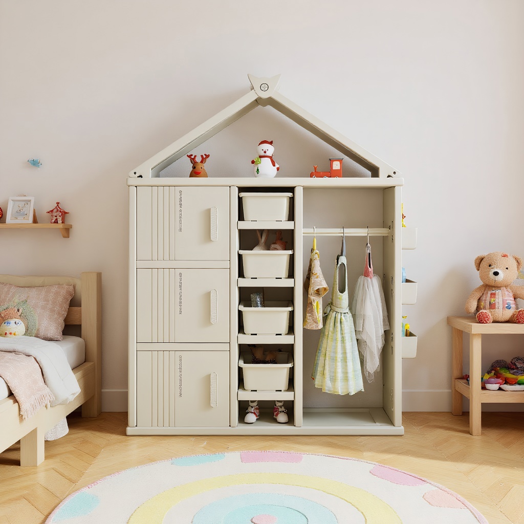 Resenkos Kids Costume Storage Closet with Storage Bins and Shelves and ...