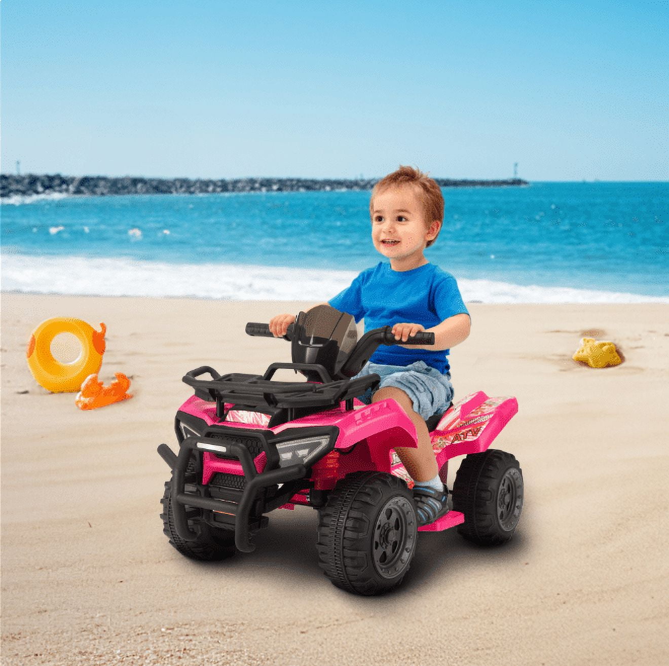 Resenkos 6V Kids Ride-On ATV Car, Powered 4-Wheeler Quad w/ Music Horn ...