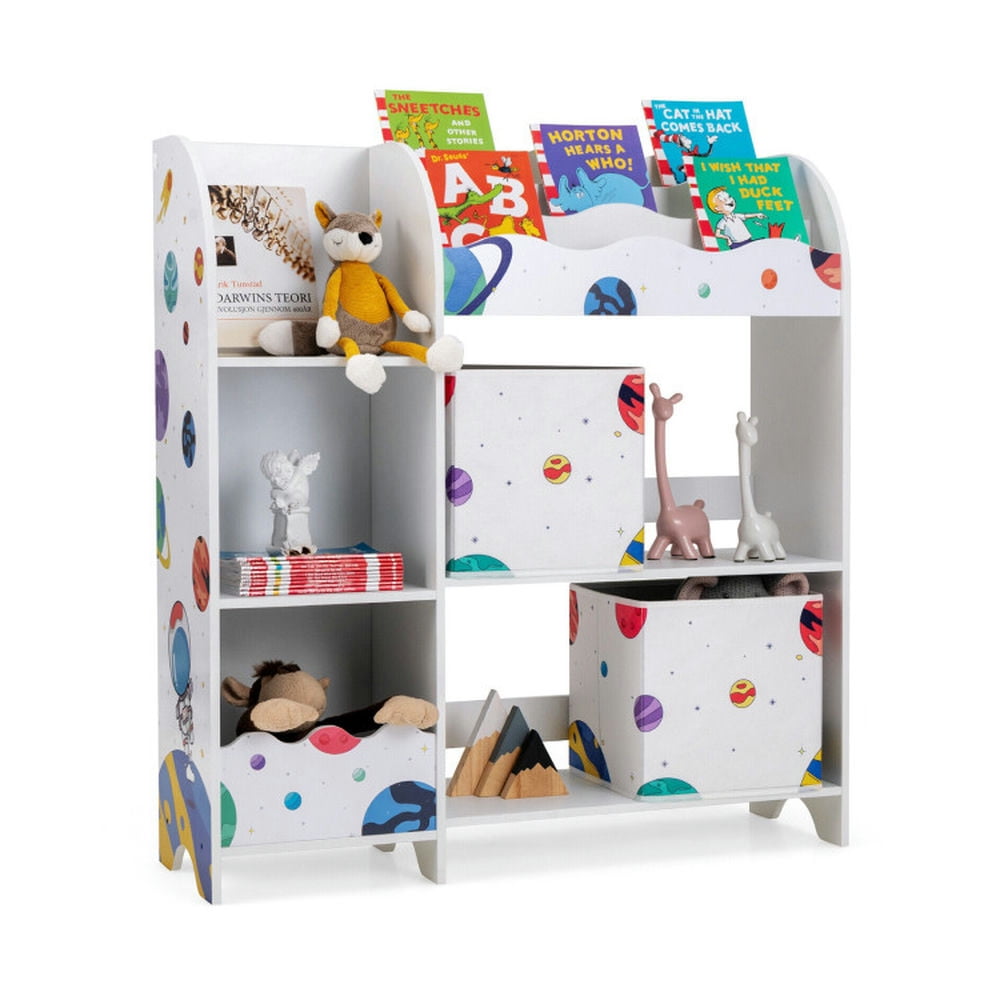 Resenkos Kids Toy and Book Organizer Children Wooden Storage Cabinet ...
