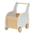 Resenkos Kids Wooden Shopping Cart with Rubber Wheels, Kids Toy Storage ...