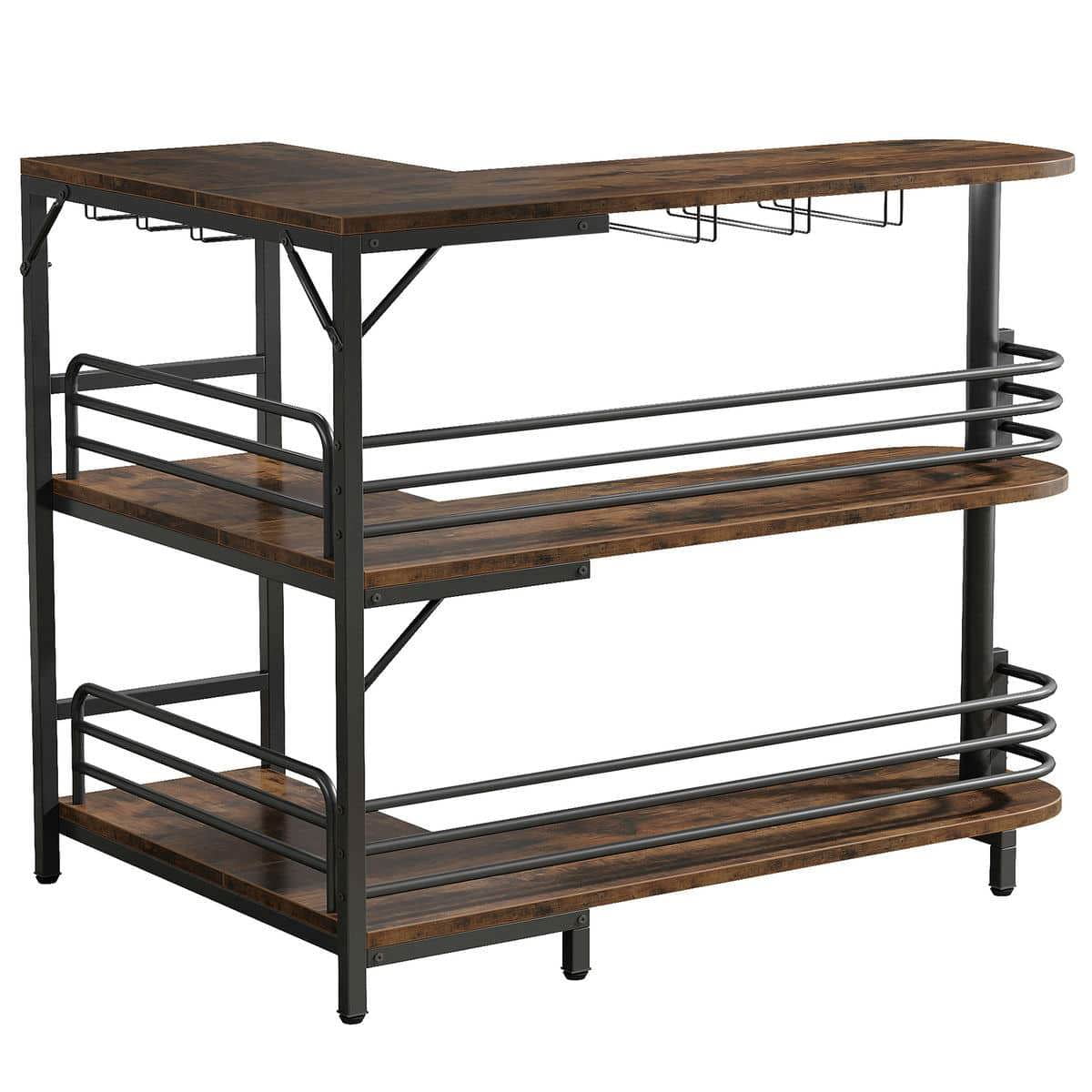 Resenkos corner bar table, Bar table with storage, L-Shaped Home Bar ...