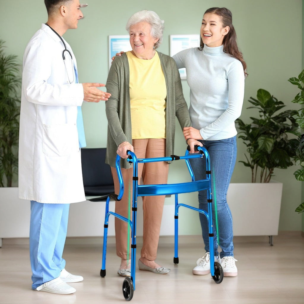 Resenkos Medical Mobility Walker,Aluminum Heavy-Duty Folding Wheeled ...