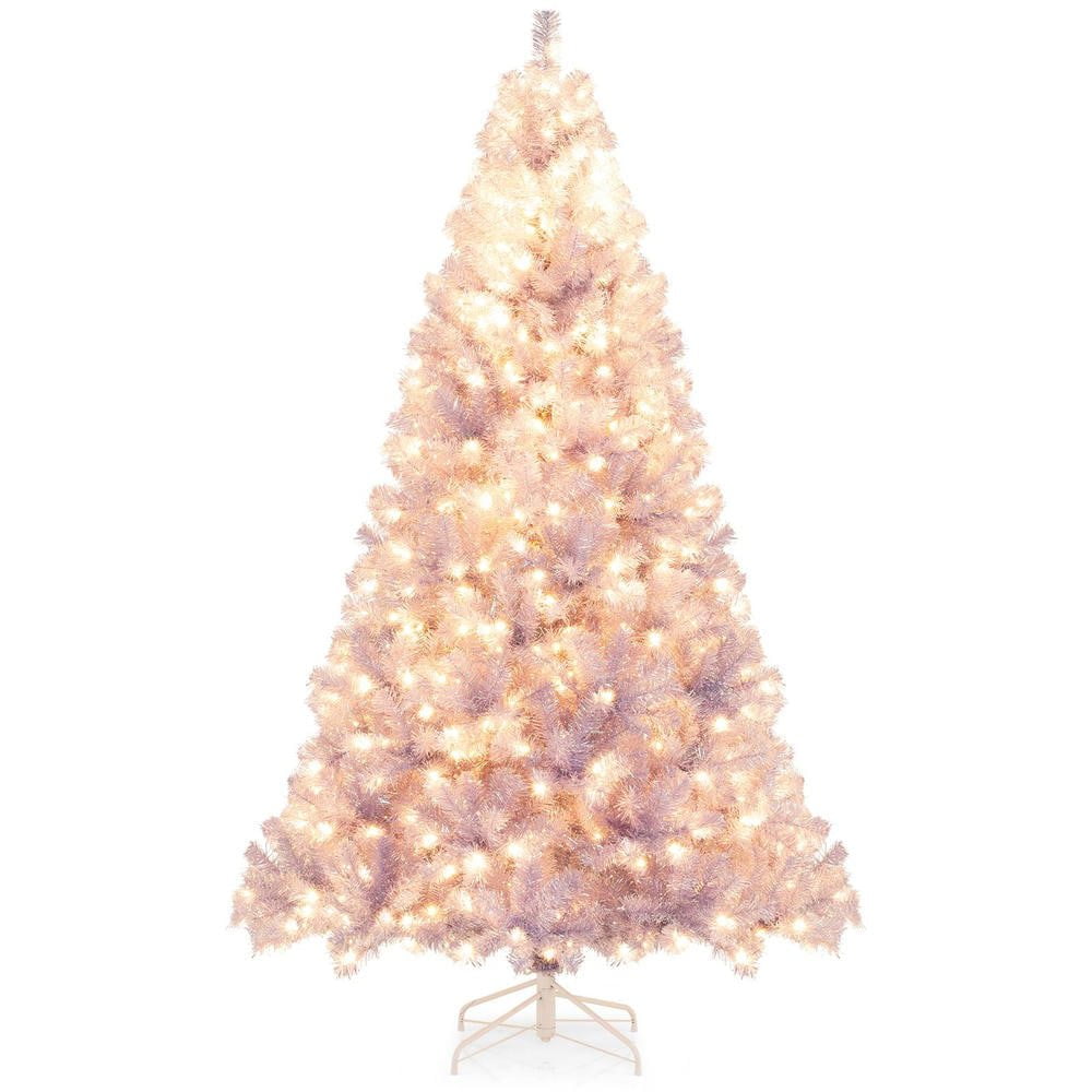 Resenkos Medium Pre-Lit Tinsel Artificial Christmas Tree with Lights ...