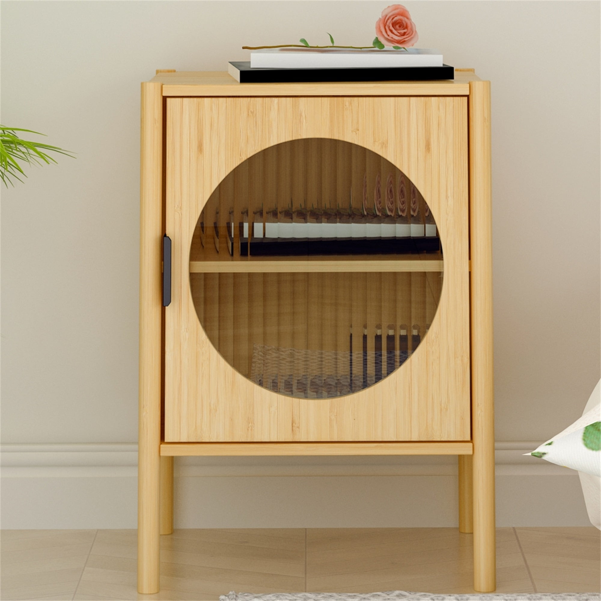 Resenkos Mid Century Modern Bamboo Nightstand for Bedroom & Living Room ...