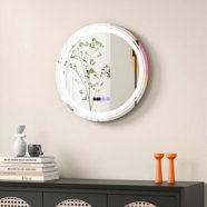 SHYFOY Jeweled Accent Wall Mirror 33.85 Inches Round Sparkly Decorative ...