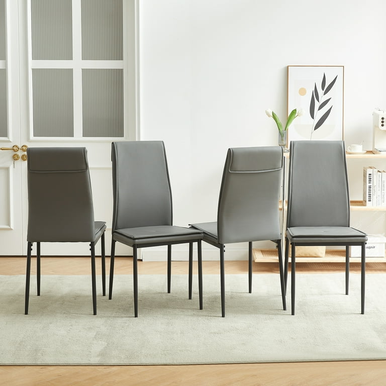 Resenkos Modern Stackable Metal Dining Chairs Set of 4 with Metal Legs Side Chairs for Dining Room Kitchen Dark Green