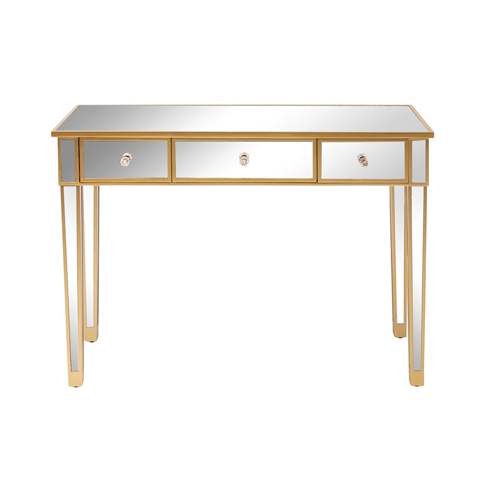 Resenkos Modern Mirror Computer Desk Gaming Desk with 3 Drawers for ...