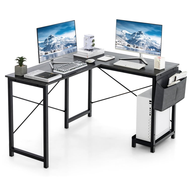 Resenkos Modern Reversible Computer Desk with Storage Pocket and CPU ...