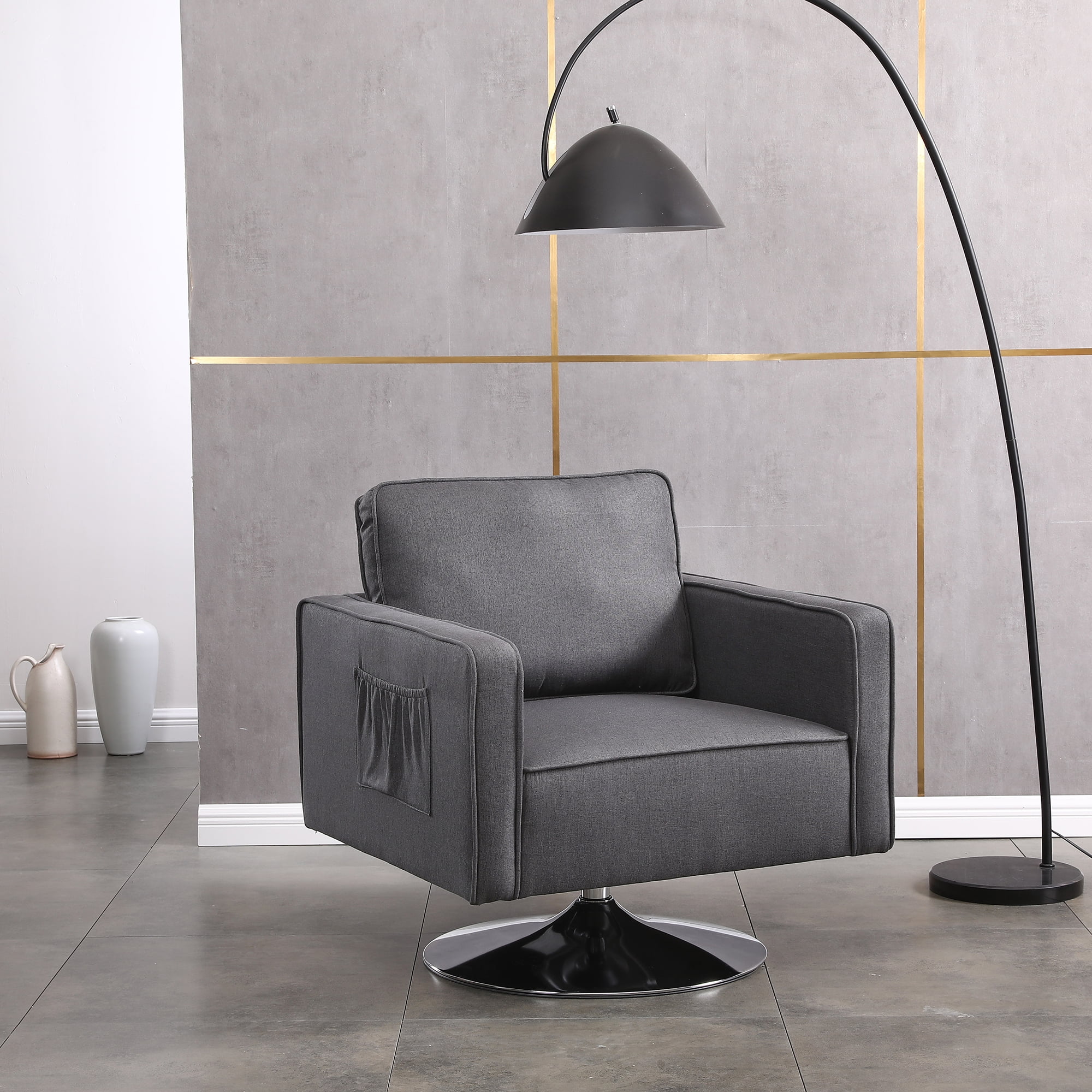 Resenkos Modern Swivel Barrel Chair for Living Room, Upholstered Accent ...