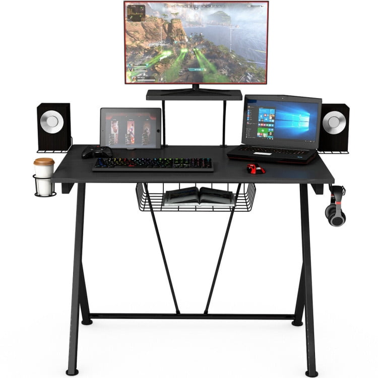 Resenkos Multifunctional E-Sport Gaming Desk with Headset Hook and Cup ...